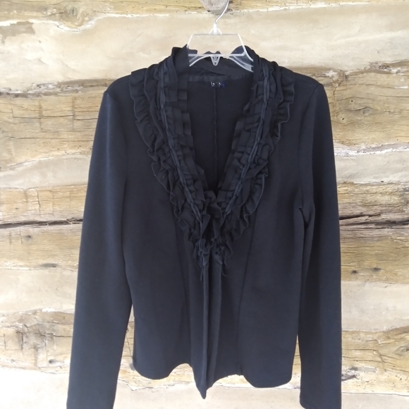ambition | Jackets & Coats | Ambition Black Ruffled Front Blazer Size ...